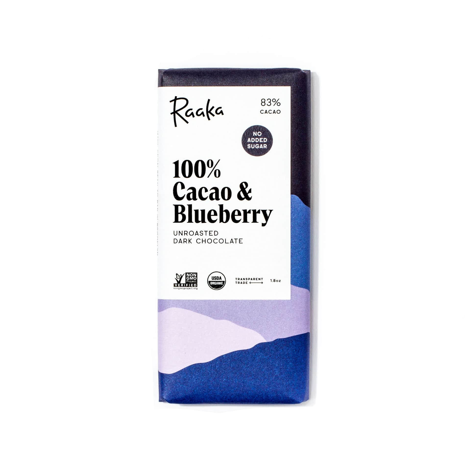 Raaka - 100% Dark bar with Blueberries - Cocoa Runners